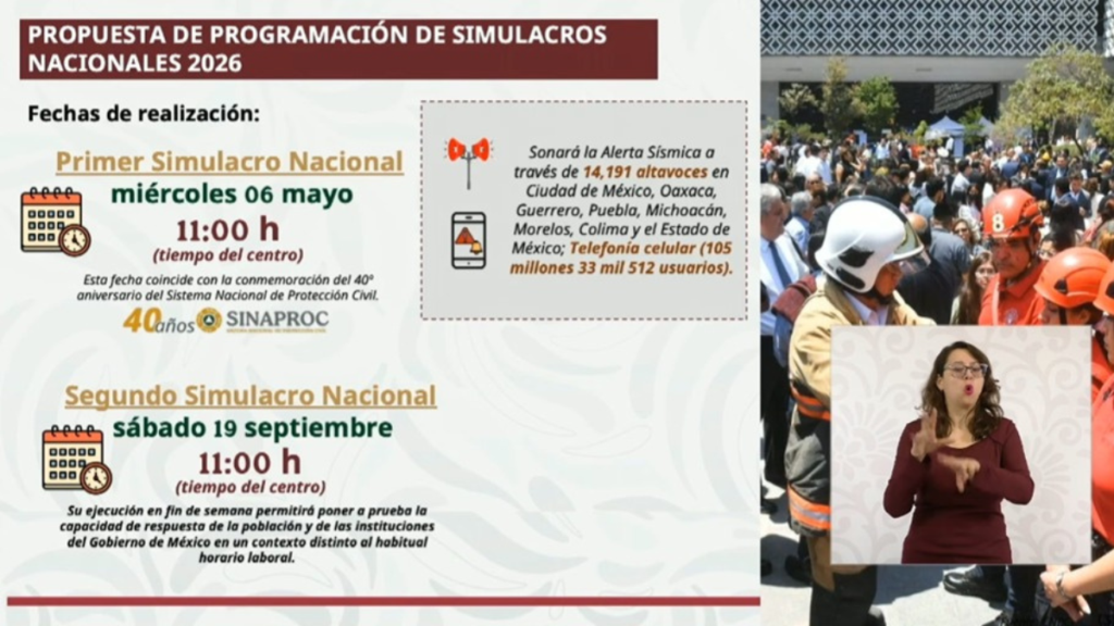 México confirma dos simulacros nacionales de sismo en 2026 » Oronoticias
